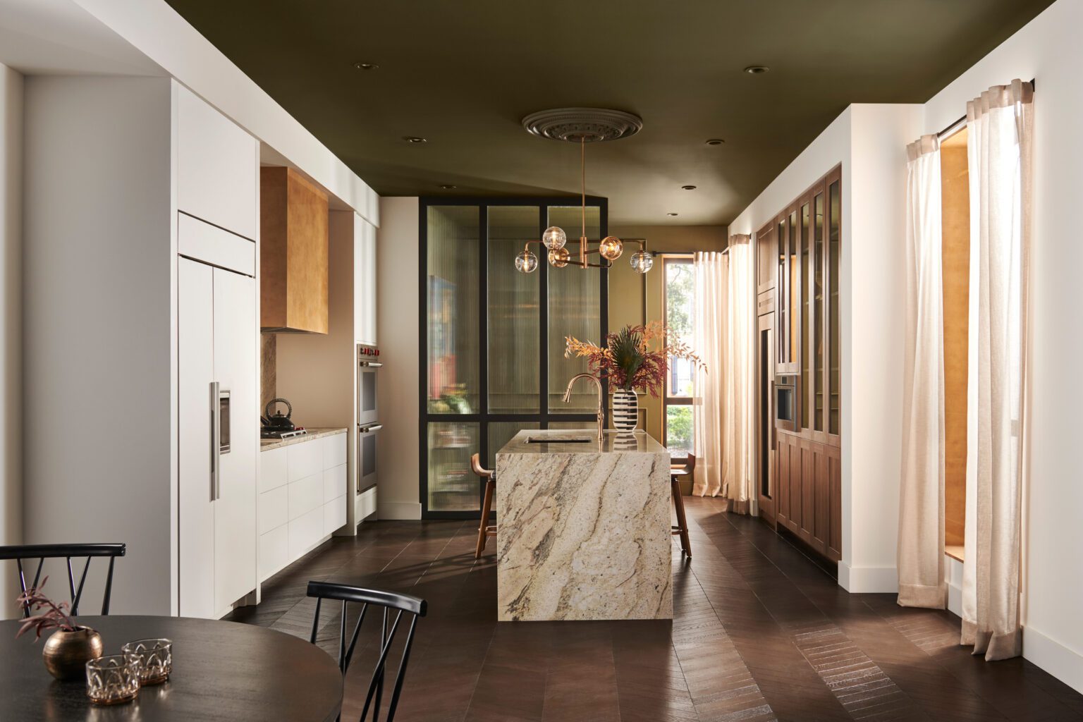 Green Ceilings, Bold Woodwork - Sub-Zero Wolf